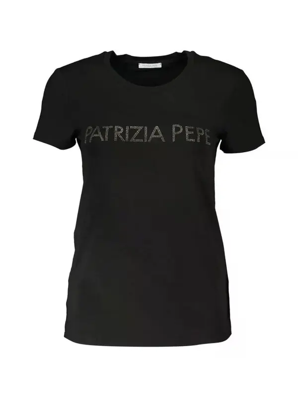 Patrizia Pepe Crystal-embellished Logo T-shirt - Black