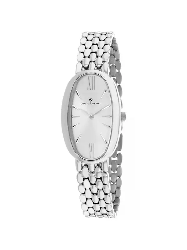 CHRISTIAN VAN SANT Lucia 31mm Oval Watch With Roman Numeral And Baton Indices - Silver