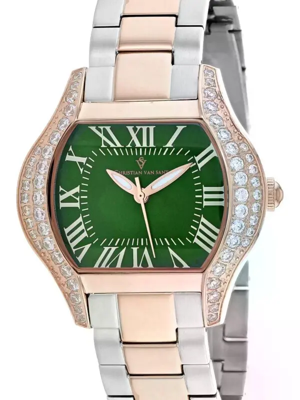 CHRISTIAN VAN SANT Bianca 34mm Two-tone Link Watch - Green