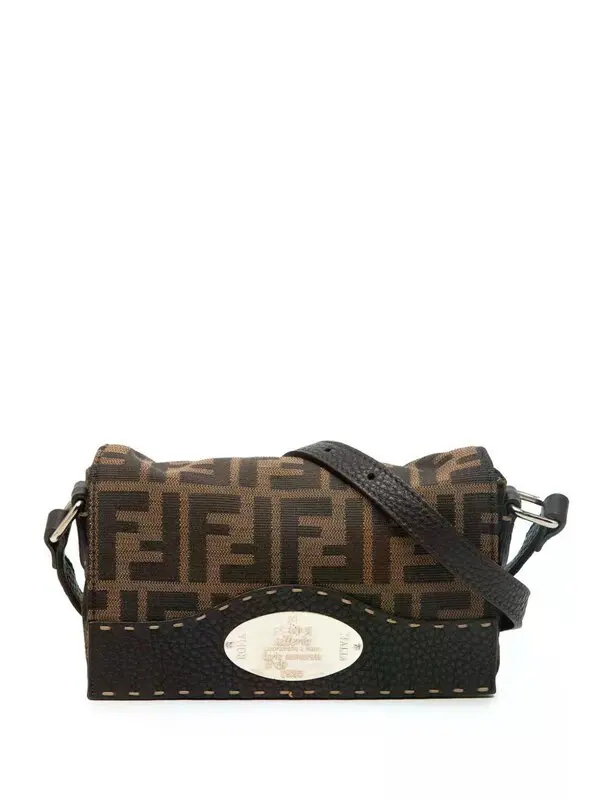 Fendi 2000-2010 Zucca Canvas Selleria Crossbody Bag - Brown