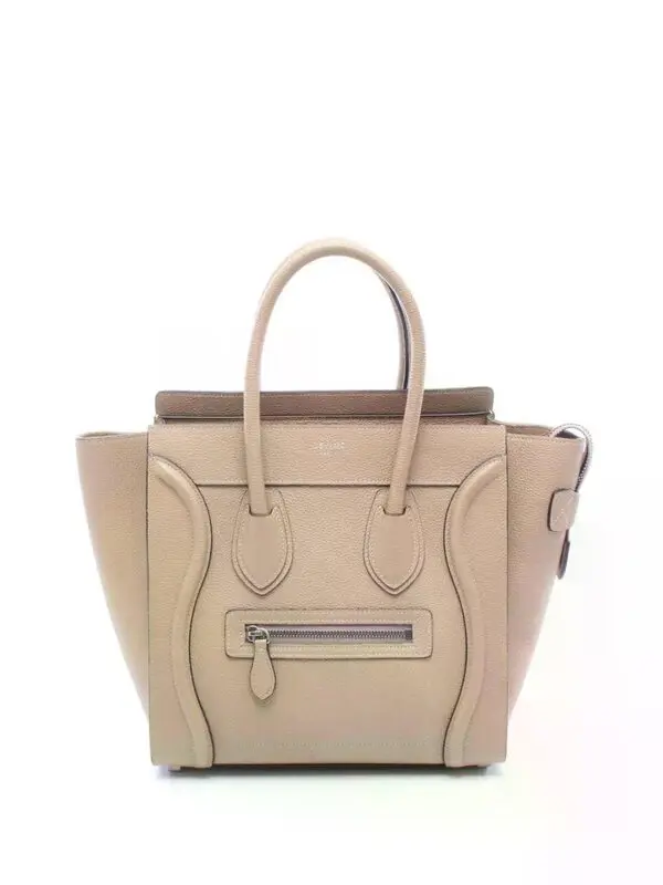 Celine 2010-2026 Micro Leather Luggage Tote - Neutrals