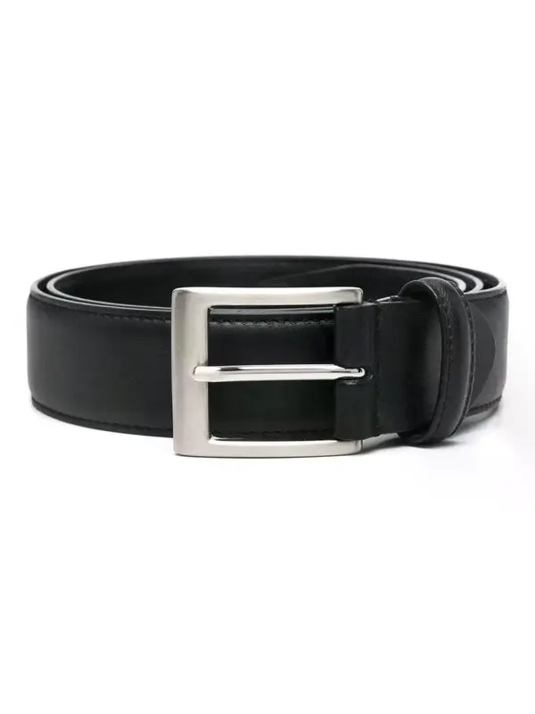 Canali Logo-debossed Belt - Black