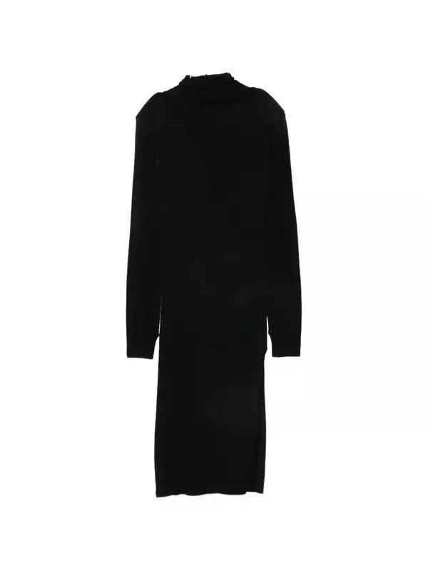 Attico Roll-neck Wool Dress - Black