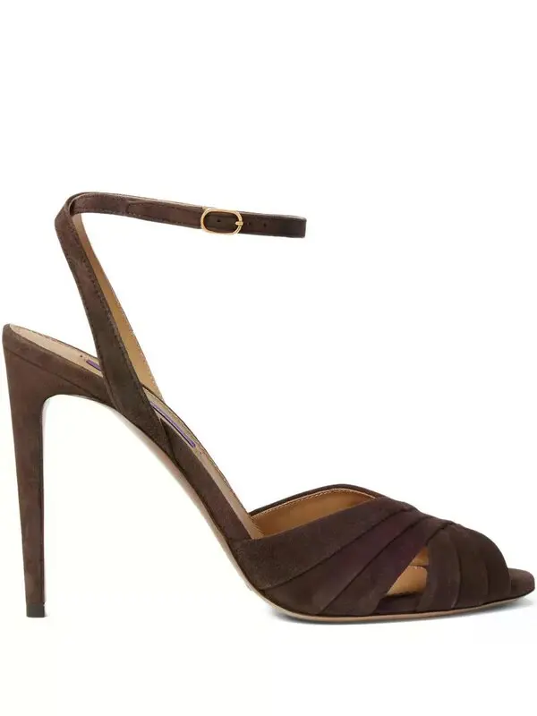 Ralph Lauren Pleated Stiletto Sandals - Brown