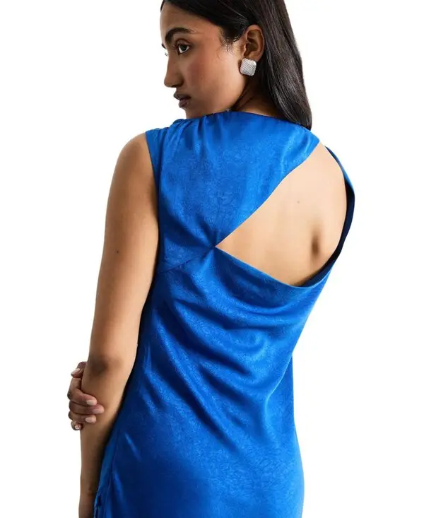 WAREHOUSE Cowl Bias Satin Button Detail Dress