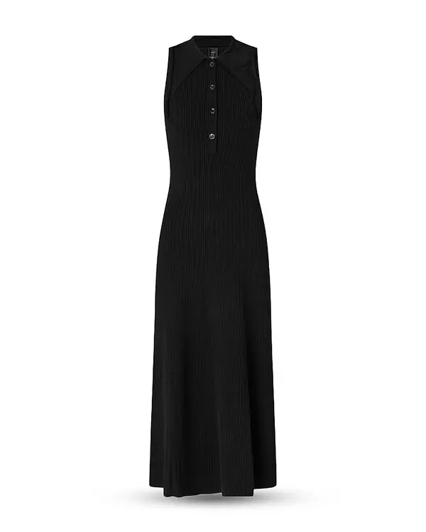 Pinko Ribbed Knit Collared Midi Dress - Z
