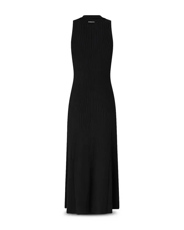 Pinko Ribbed Knit Collared Midi Dress - Z
