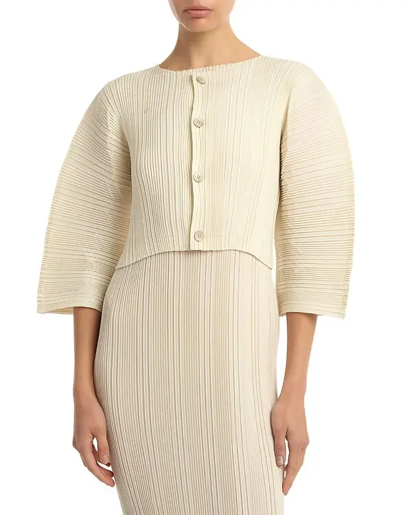 Issey Miyake Rib Pleats Cardigan - Ivory