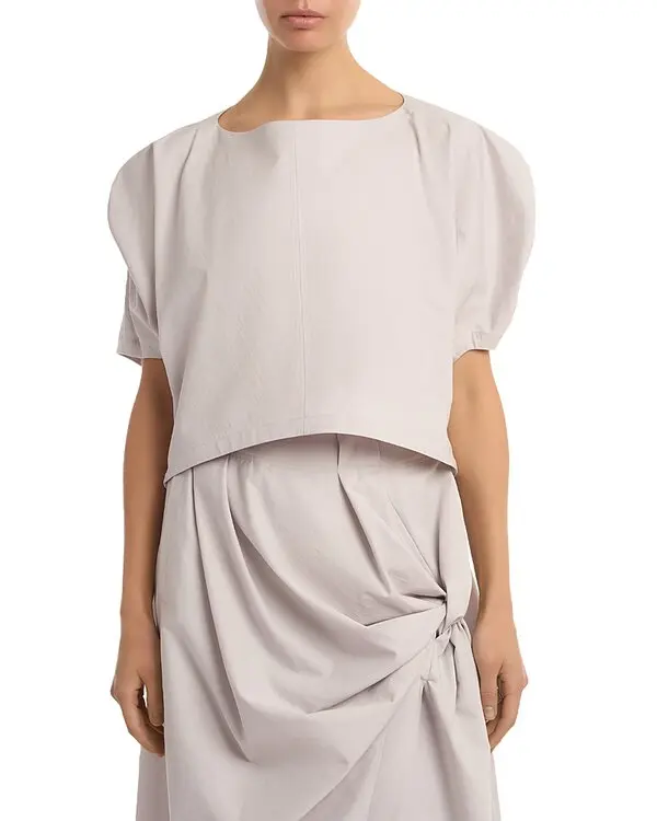 Issey Miyake Gathered Sleeve Top - Light Gray