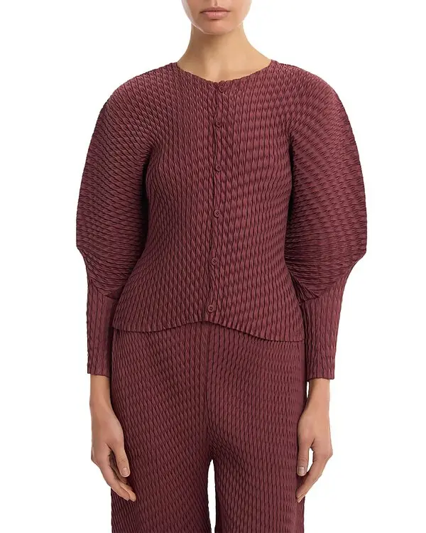 Issey Miyake Sleek Pleats Top - Burgundy