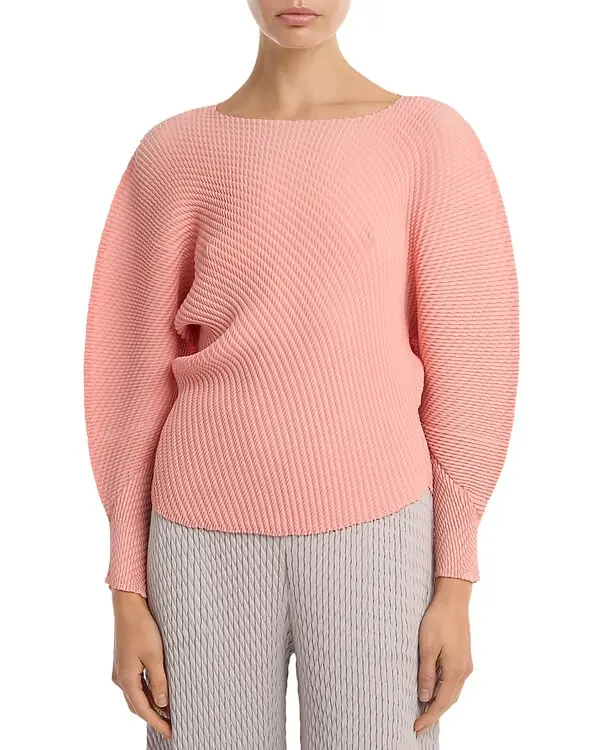 Issey Miyake Misty Pleated Dolman Sleeve Top - Flamingo Pink