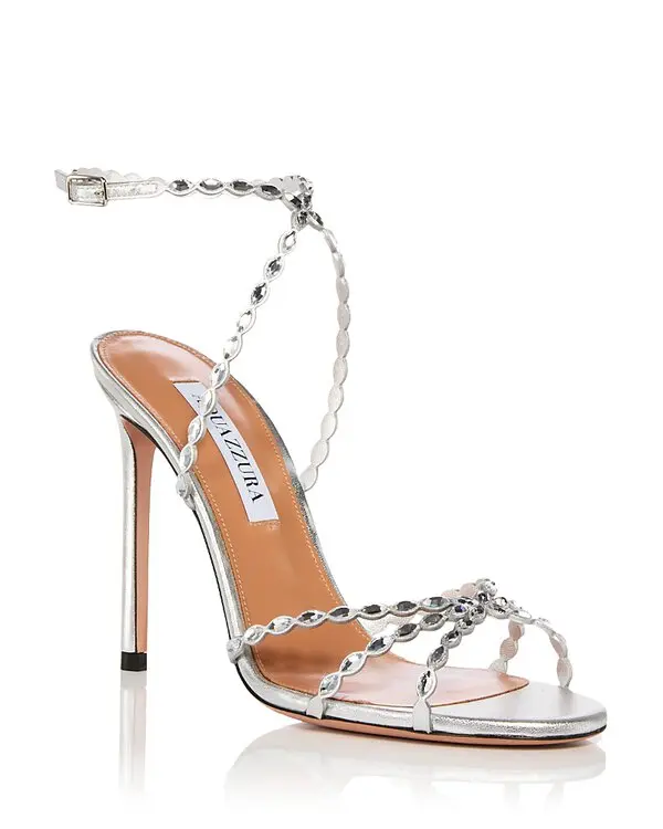 AQUAZZURA Love Struck Strappy High Heel Sandals - Silver