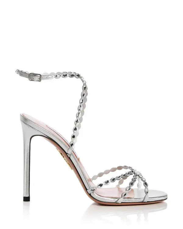 AQUAZZURA Love Struck Strappy High Heel Sandals - Silver