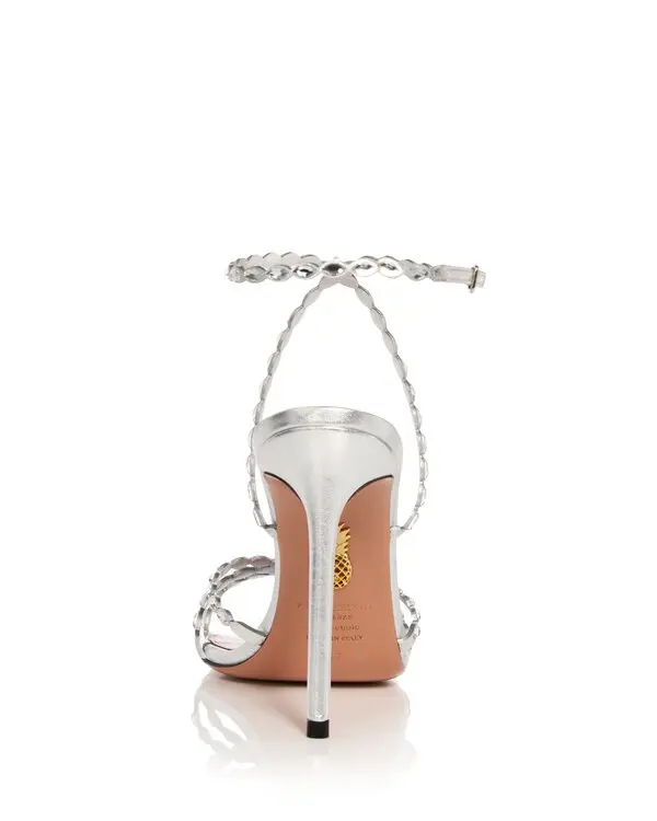 AQUAZZURA Love Struck Strappy High Heel Sandals - Silver
