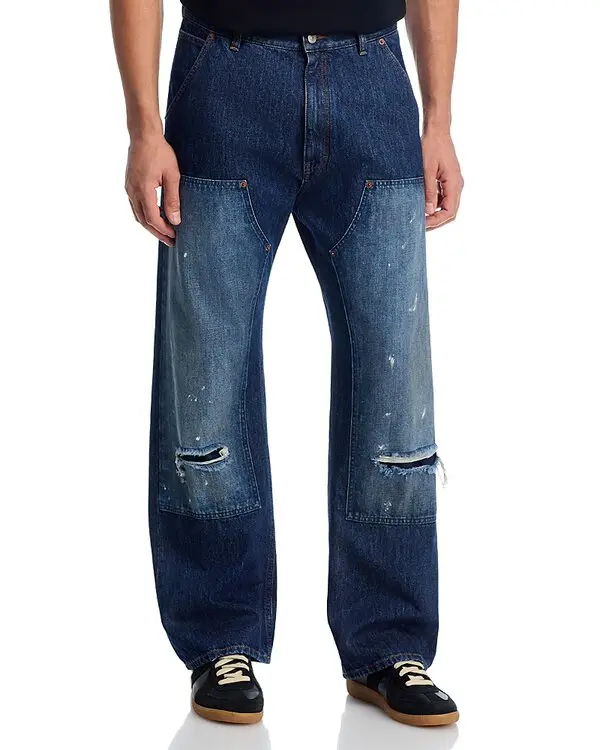 MAISON MARGIELA Rip Panel Straight Fit Jeans - Blue
