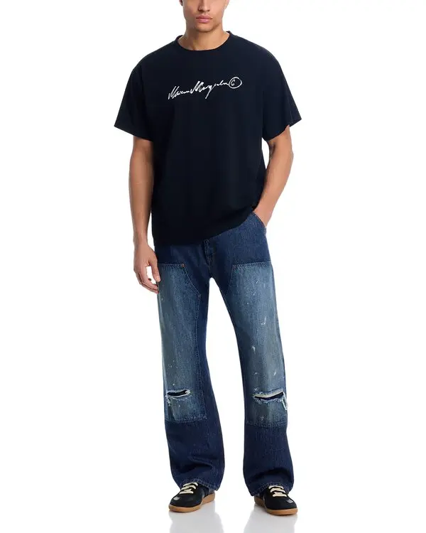 MAISON MARGIELA Rip Panel Straight Fit Jeans - Blue