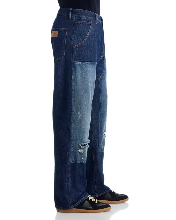 MAISON MARGIELA Rip Panel Straight Fit Jeans - Blue
