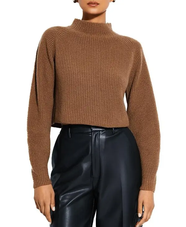 Lapointe Cashmere Silk Cropped Raglan Sweater - Camel
