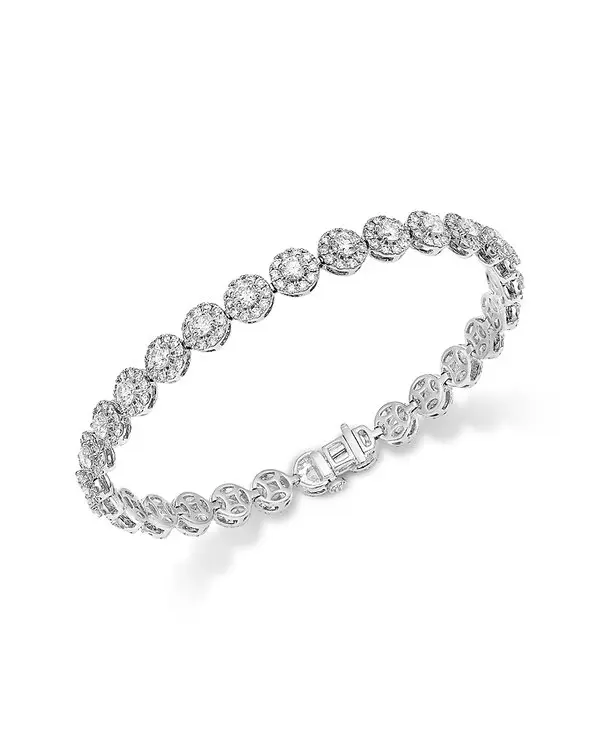 Bloomingdale'S 7.0 Tcw Certified Diamond Halo Tennis Bracelet In 14k Gold - White