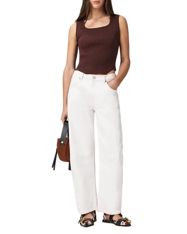 ALLSAINTS Cruz Ribbed Bodice Top - Burnt Umber