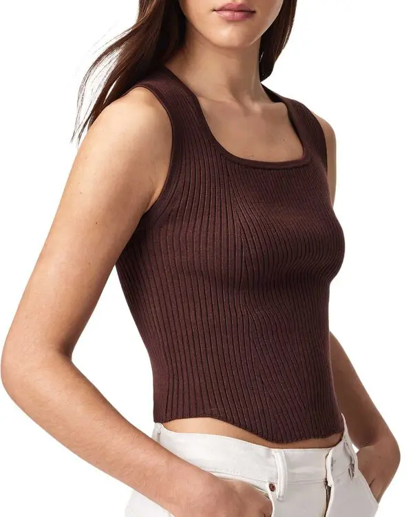 ALLSAINTS Cruz Ribbed Bodice Top - Burnt Umber