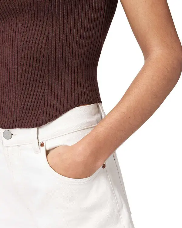 ALLSAINTS Cruz Ribbed Bodice Top - Burnt Umber