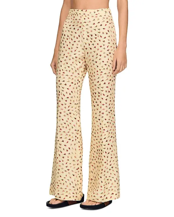 Sandro Floral Trousers - Butter / Pink
