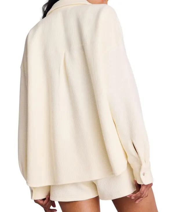 NEGATIVE Waffle Knit Shirt Jacket - Cream