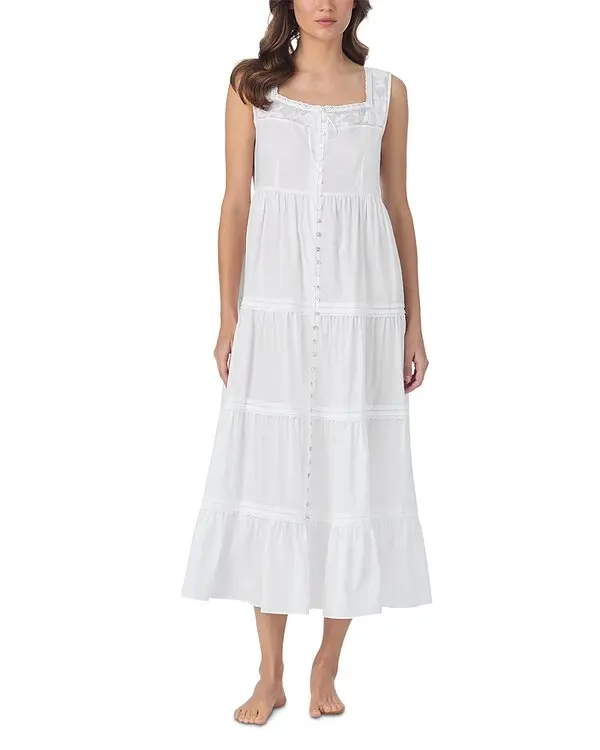 Eileen West Monica Button Front Ballet Nightgown - White