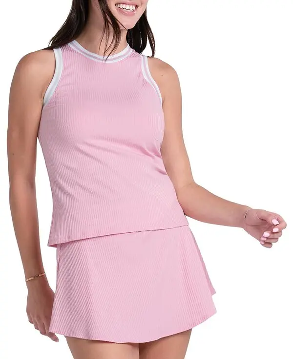 Lucky In Love Ribbed Sleeveless Tank Top - Paris Pink