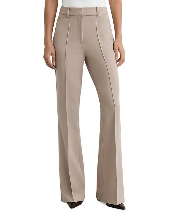 REISS Gabi Flare Leg Trousers - Stone Neutral