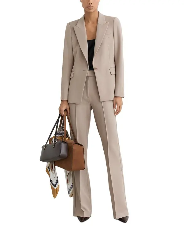 REISS Gabi Flare Leg Trousers - Stone Neutral