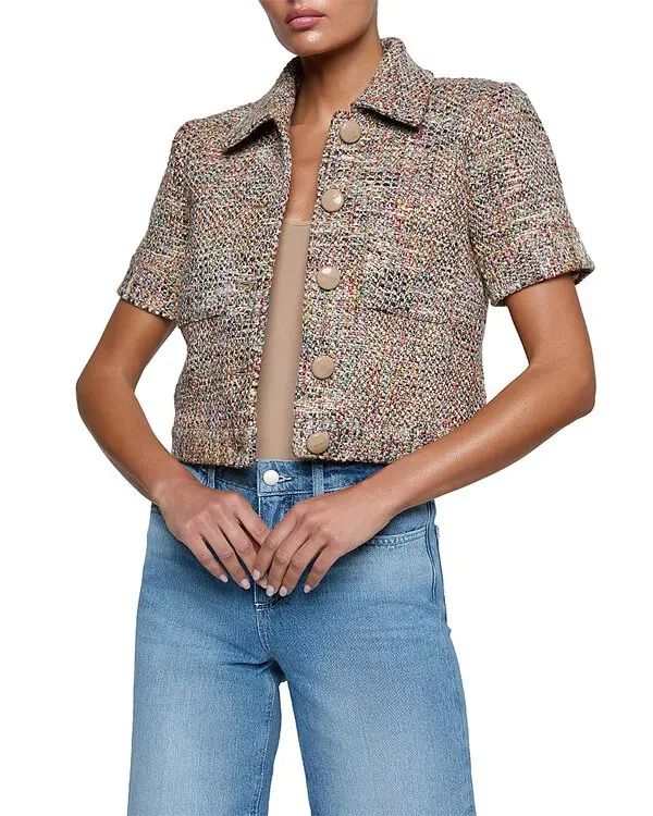 L'Agence Chita Crop Jacket - Rainbow Tweed