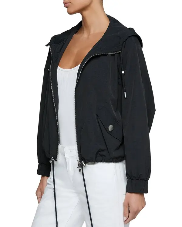L'Agence Miro Zip-up Hooded Windbreaker Jacket - Black
