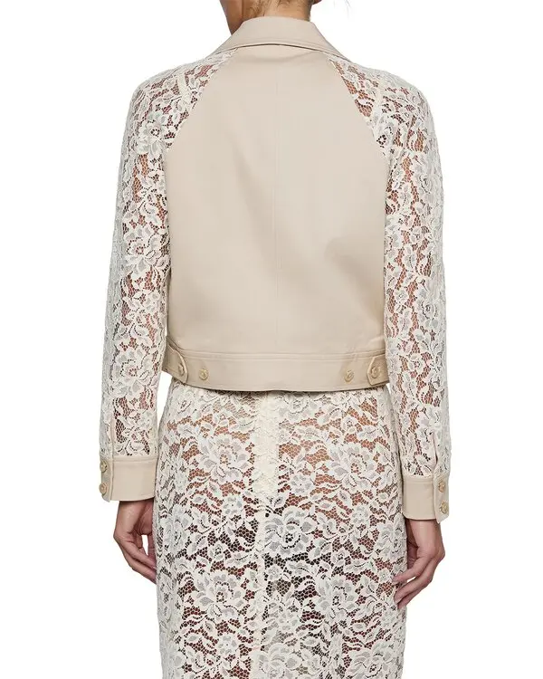 L'Agence Novelle Lace Sleeve Trench Coat - Biscuit/ecru