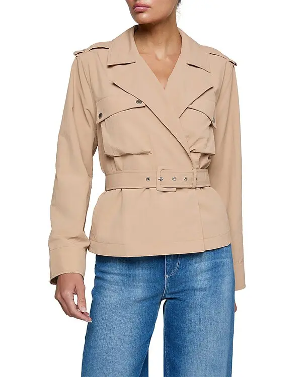 L'Agence Calida Short Windbreaker Trench Jacket - Praline