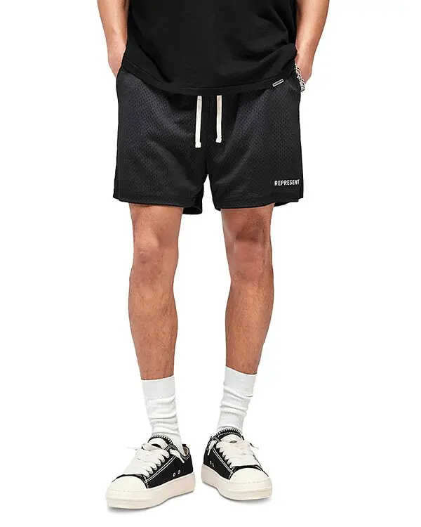 REPRESENT Washed Mesh Shorts - Black