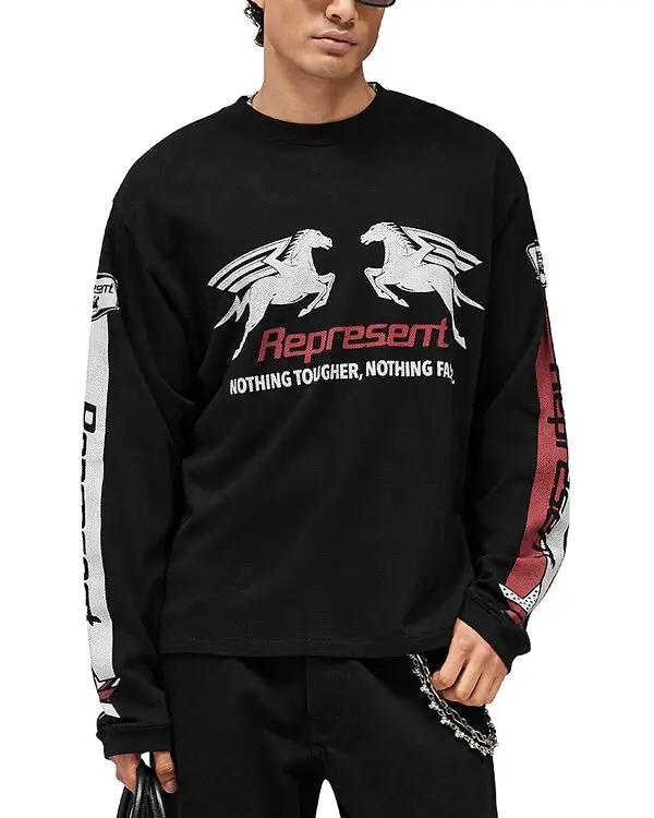 REPRESENT Mesh Pegasus Long Sleeve T Shirt - Jet Black