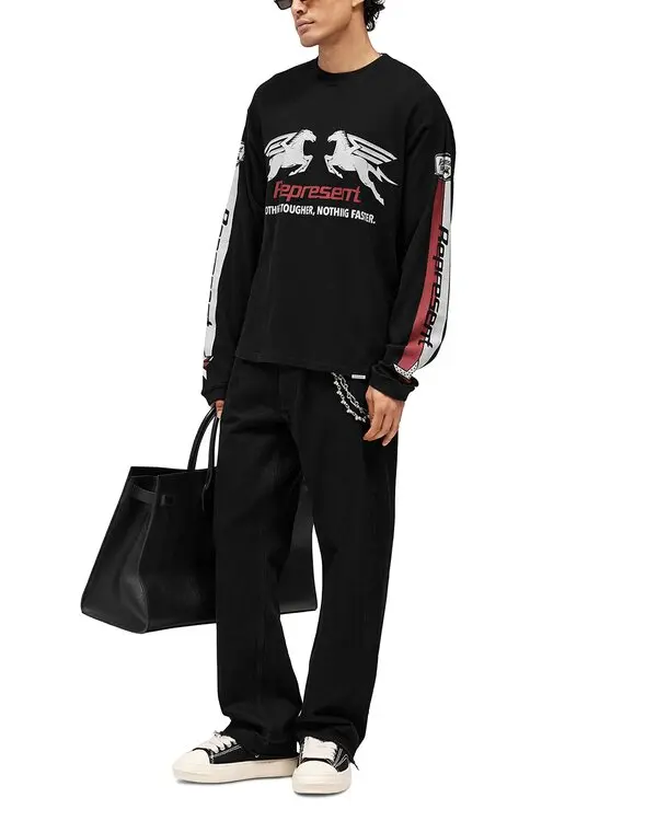 REPRESENT Mesh Pegasus Long Sleeve T Shirt - Jet Black