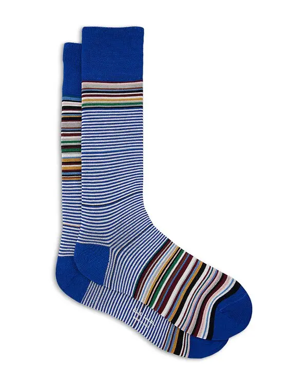 Paul Smith Odd Stripe Crew Socks - Cobalt