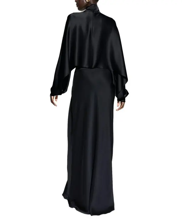 Lapointe Satin Caftan Top - Black