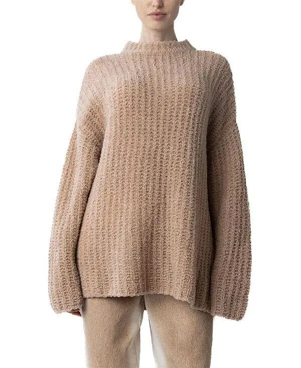 Lapointe Plush Boucle Oversized Crewneck Sweater - Champagne