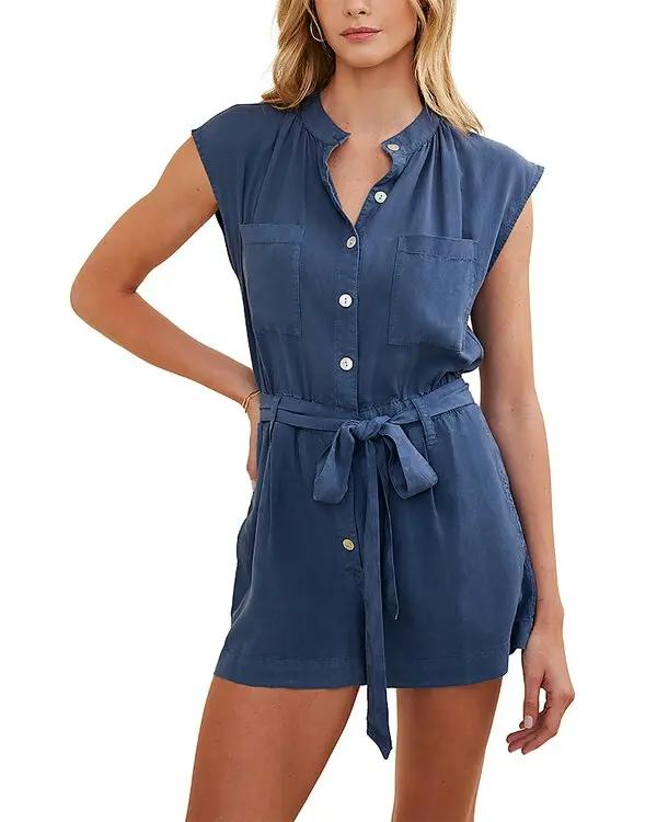 Bella Dahl Cap Sleeve Romper - Midnight Surf