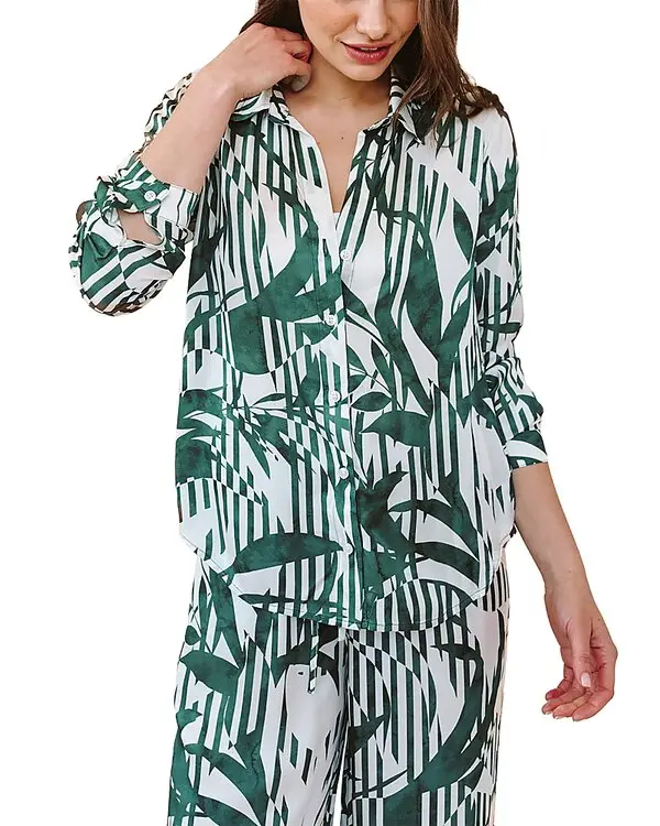 Bella Dahl Classic Button Down Shirt - Palm Paradise Print