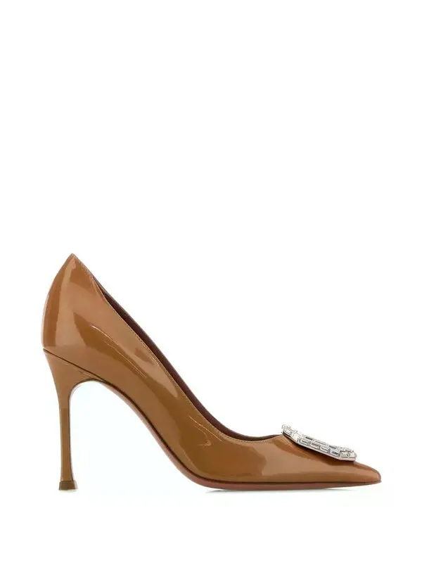 Amina Muaddi Camelia Crystal-embellished Pumps - Brown