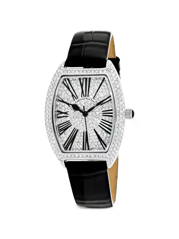 CHRISTIAN VAN SANT 36mm Embellished Tonneau Watch - Silver