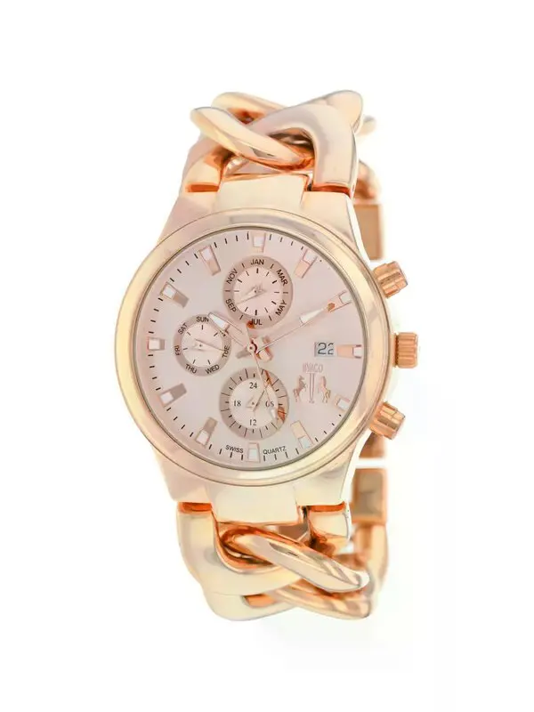 JIVAGO Rose Gold-tone Chain-link Chronograph Watch - Pink