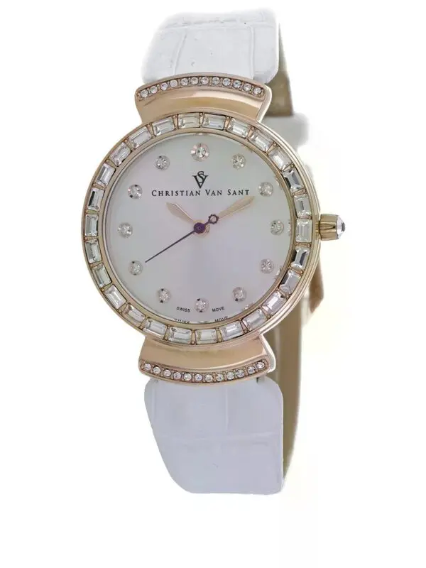 CHRISTIAN VAN SANT Nova 34mm Watch With Crystal Bezel - White