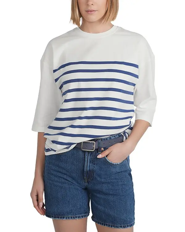 POINT Three Quarter Sleeve Tee - Ocean Stripe