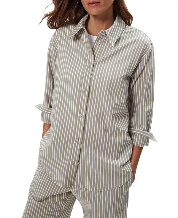 Michael Stars Stripe Carson Button Down Top - Olive